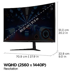 ViewSonic Omni VX3218C-2K 32 Inch Curved 1ms 1440p 165hz Gaming Monitor with FreeSync Premium, Eye Care, HDMI and Display Port, Black