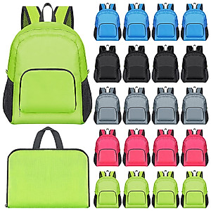 40 Pieces Backpacks 17 Inch Foldable Lightweight Backpack Travel Book Bag Assorted Colors Bookbags Bulk Backpacks for Kids School Student Outdoor