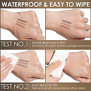 FOCALLURE FLUFFMAX TINTED Liquid Eyebrow Pen, Eyebrow Microblading Pen with a Micro-Fork Tip Applicator, Long-Lasting, Smudge-Proof, Creates Natural Looking Brows, DEEP BROWN