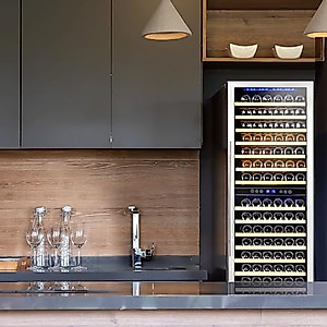 Kalamera 157 Bottle Freestanding Wine Cooler Refrigerator With Stainless Steel, triple-layered Tempered Glass Door, Electronic One-Touch Control with LED Display Wine Fridge