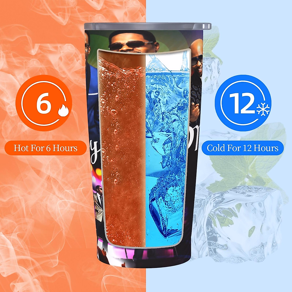 ONIAWO Boyz Musics II Men Stainless Steel Insulated Tumbler 20oz with lid Travel Mug with Straw for Cold Hot