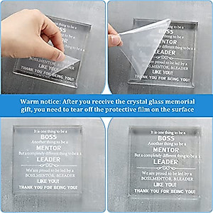 Boss Day Gifts for Women Men Crystal Acrylic Thank You Boss Gift Leaving Going Away Retirement Gifts Boss Lady Desk Gifts Appreciation Gift Plaques for Boss's Birthday Paperweight Keepsake (Square)