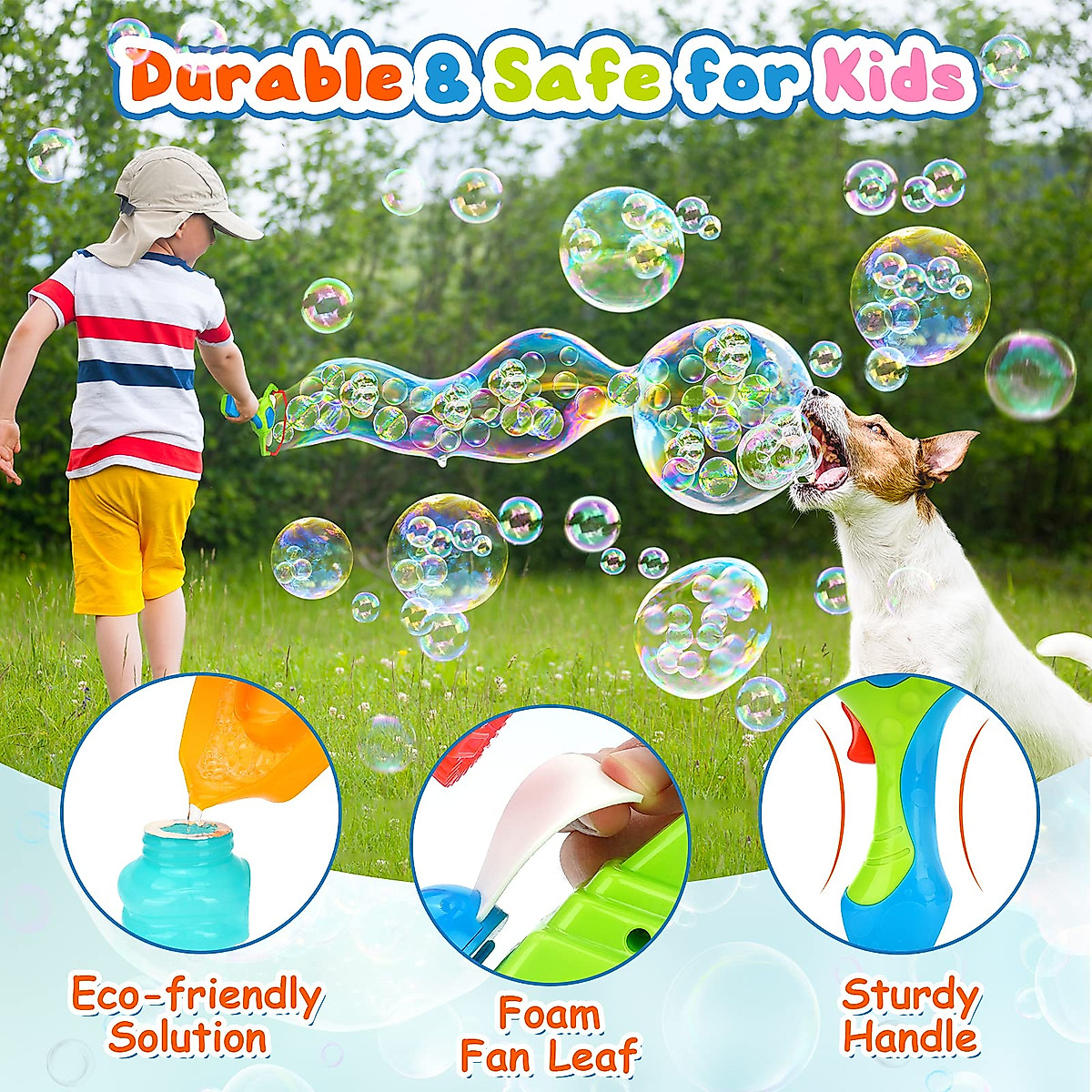 RACPNEL 2 Pack Bubble Machine Bubble Guns for Kids & Toddlers, Bubble Blower with Bubble Wand Making Small Bubble in Giant Bubble, Handheld Bubble Makers, Outdoor Bubble Toys & Games for Kids Toddlers