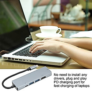 USB C Hub, 5 in 1 High Speed Data Transmission USB C Dongle, USB C to HDMI Multiport Adapter ,HD Multimedia Interface Ethernet Adapter for Windows XP/Vista/OS/ 10