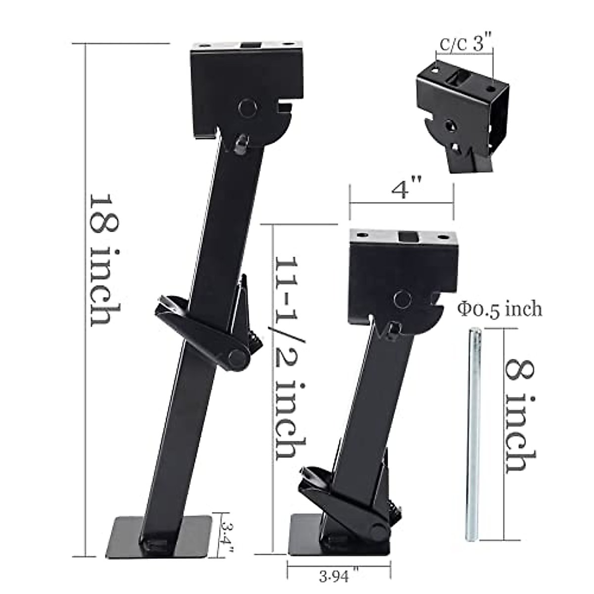 Set of 2 Trailer Stabilizer Leveling Jacks Folding Telescoping Legs for Travel RV Camper - 1000lbs Capacity Each
