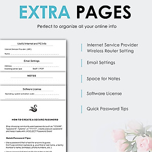Elegant Password Book with Alphabetical Tabs - Hardcover Password Book for Internet Website Address Login - 5.2" x 7.6" Password Keeper and Organizer w/Notes Section & Back Pocket (Black)
