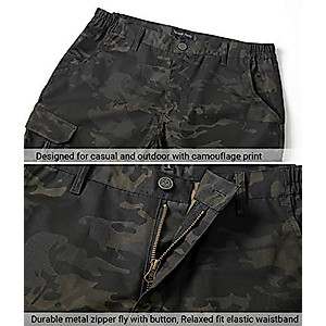 NAVEKULL Men's Camouflage Tactical Pants Waterproof Lightweight Ripstop Outdoor Hiking Tapered Cargo Pants