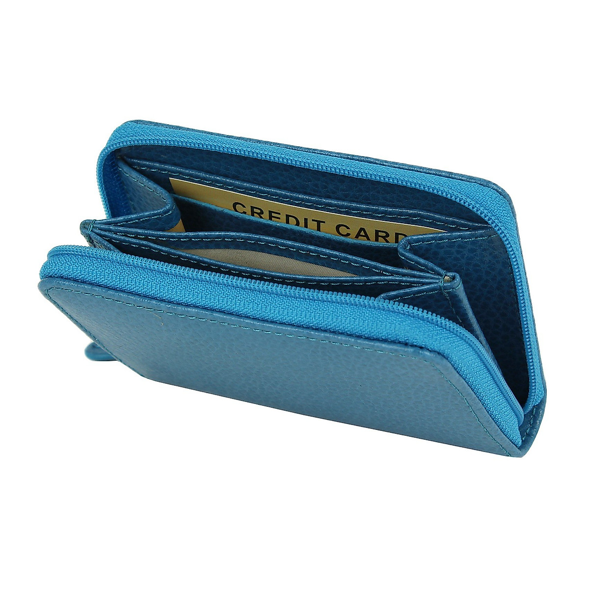 Laurige Small Wallet, Genuine Leather, 4.5 x 3.375 x 0.75 inches, Turquoise (G437.05)