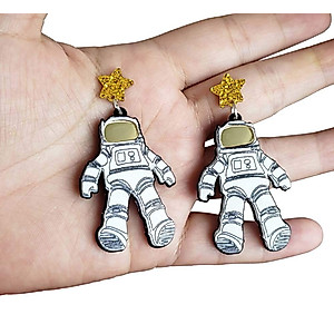 CutieJewelry Womens Teens Teenagers Astronaut Astro Cartoon Novelty Science Space Star Space Dangle Earrings (Astronaut)
