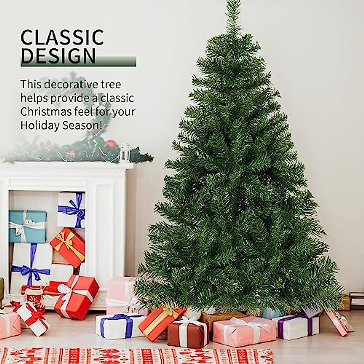 JEAREY Artificial Holiday Christmas Tree 4ft, Unlit Premium Hinged Spruce Holiday Xmas Tree, 250 Branch Tips & Metal Foldable Stand for Home, Office, Party Decoration, Green