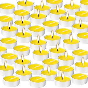 100 Pack Scented Tealight Candles 4 Hours, Lemon Aromatherapy Candles for Votive Home, Wedding Holiday and Emergency (Yellow)