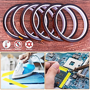 selizo Heat Tape for Heat Press, 6 Packs Heat Transfer Tape Heat Resistant High Temperature Tape for Sublimation on Coffee Mugs, HTV Craft on T-Shirt Fabrics