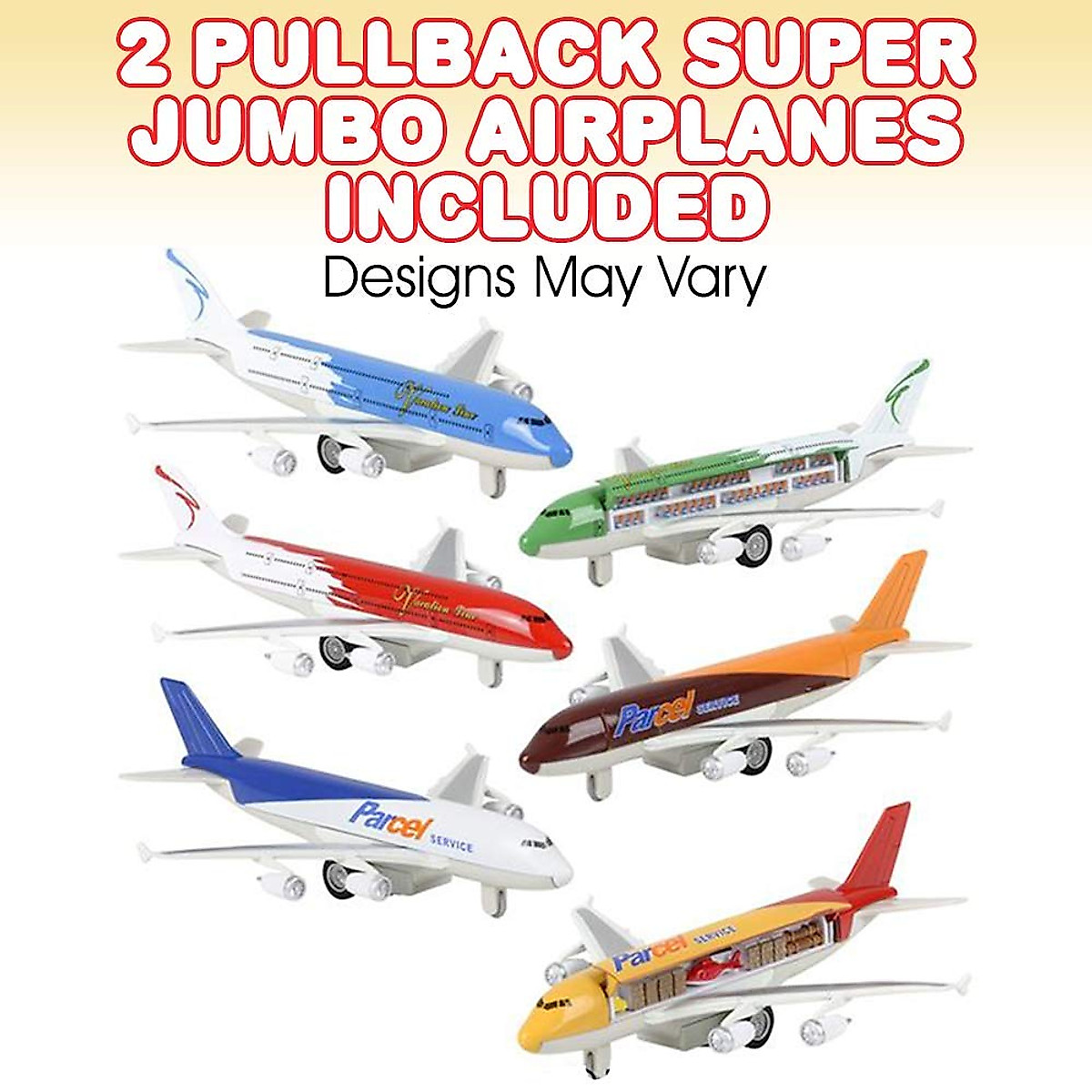 ArtCreativity Diecast Pullback Super Jumbo Airplanes with 3D Anatomy View, Set of 2, Diecast Metal Cargo & Passenger Airplane Toys for Kids, Aviation Themed Party Decorations, Best Birthday Gift