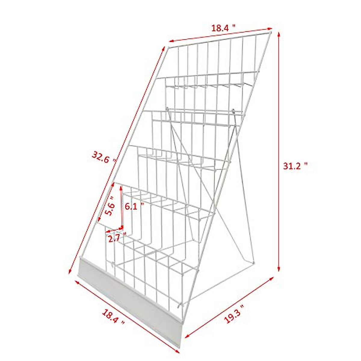 FixtureDisplays® 6-Tier White 18" Wide Wire Tabletop Display Rack Greeting Card Rack Book CD DVD Stand Tile Sample Literature Countertop Showcase 119352-WHT-NPF