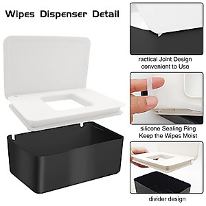 2 Pack Baby Wipe Dispenser, Portable Wet Wipe Pouch, Reusable & Refillable Reusable Travel Wet Wipe Pouch for Bathroom Baby Nursery with Cover Sealed Plastic Mask Storage Box