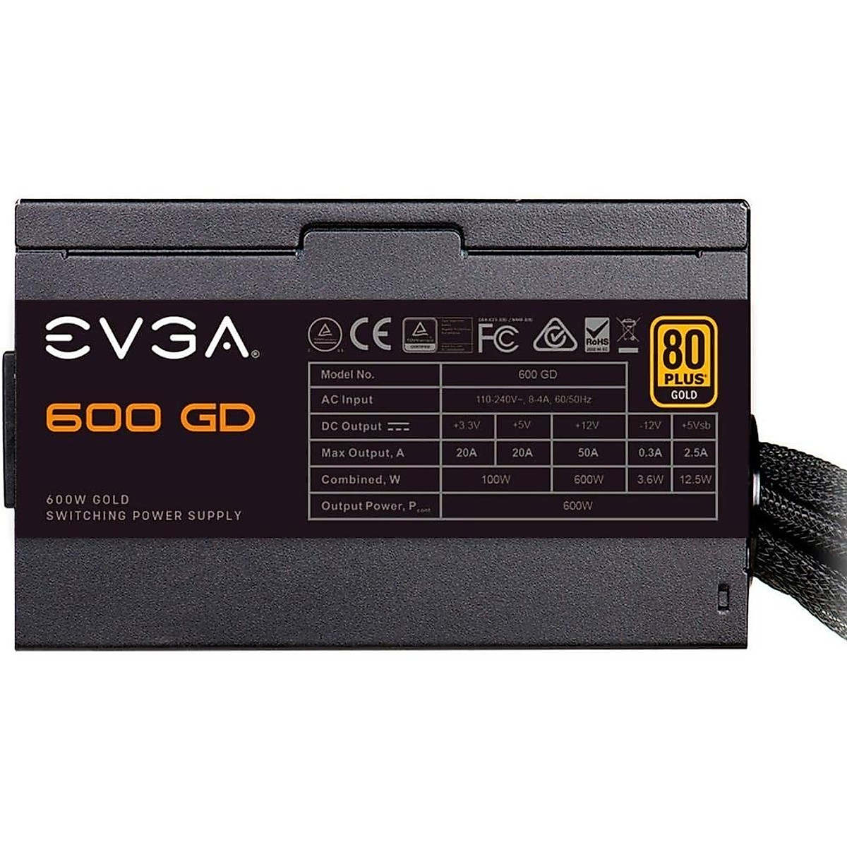 EVGA 100-GD-0600-V1, 600 GD, 80+ GOLD 600W, 5 Year Warranty, Power Supply