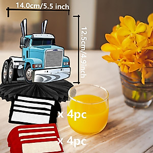 Heavy Trucks Semi Truck Happy Birthday Honeycomb Centerpieces Transportation Theme Decor for Men Boys 1st Birthday Party Supplies Baby Shower Decorations Photo Booth Props Favors