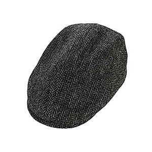 Irish Touring Cap Made in Ireland Fitted Slim Fit Genuine Tweed Charcoal S