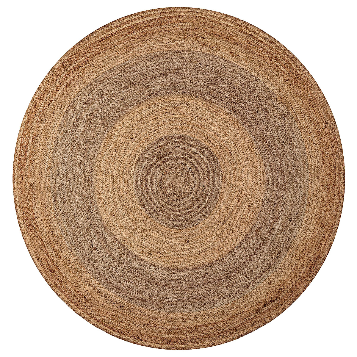 LR Resources Jute LR12032-NGY40RD Natural/Gray Round X 4 ft Indoor Area Rug, 4' x 4'