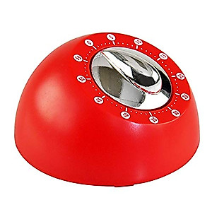 HOME-X Retro Kitchen Timer, Manual, Mechanical Wind-Up Cooking Timer-60 Minute Kitchen Timer-Countdown Timer-Vintage Red Timer– 3.25”D