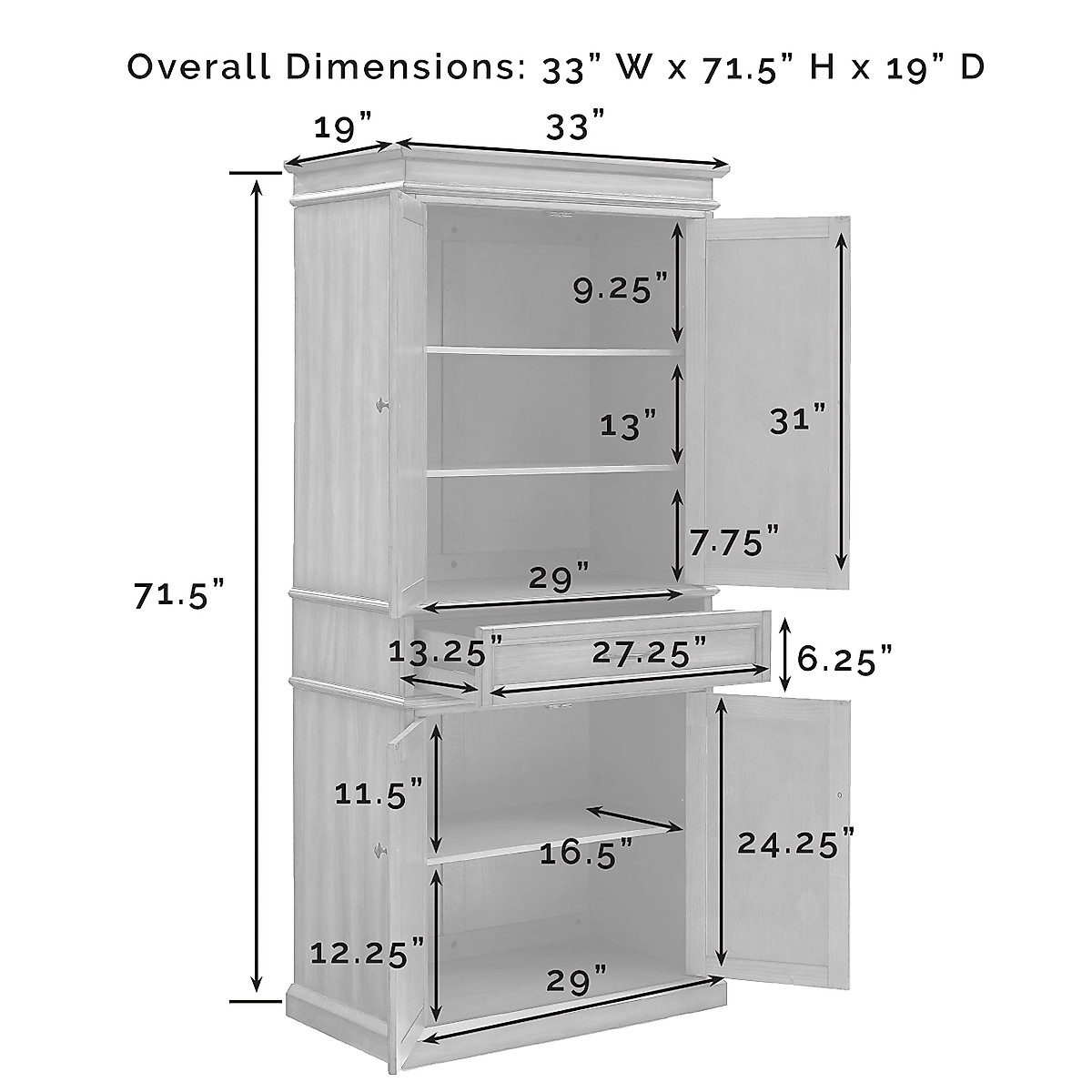 Crosley Furniture Parsons Pantry Cabinet, White