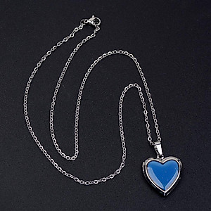 FM FM42 Temperature Sensing Color Changing Heart Openable Locket Pendant Necklace with 19.29" Stainless Steel Rolo Chain ZN1130