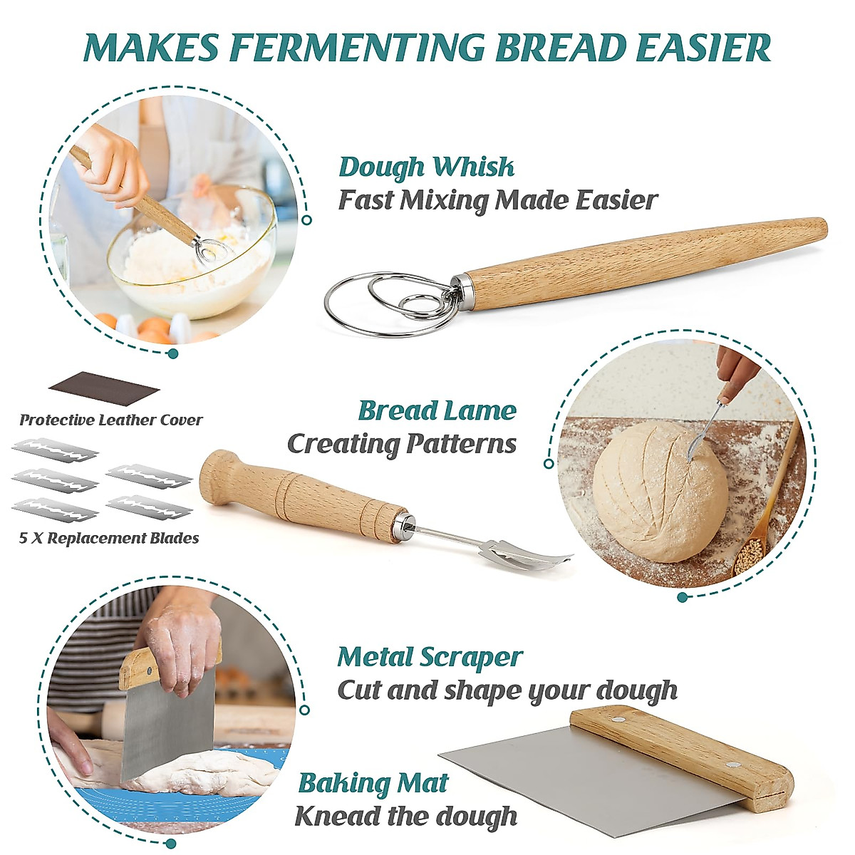 Banneton Bread Proofing Basket Set of 2,Sourdough Starter Kit,9" Round & 10" Oval,Sourdough Proofing Basket for Bread Making Kit,Bread Making Tools and Supplies,Gift for Bakers (9'' ROUND & ROUND)