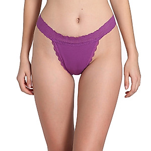 Pmrxi Cotton Thong for Women Panties Width 1.57inch(4cm) Lace Waistband Thongs For Woman Tangas Underwear Pack 10 Size Large