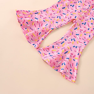 vchoohce Toddler Baby Girl Birthday Outfits Sweet Long Sleeve T-shirt Top Doughnut Bell-Bottoms Pants Headband 3Pcs Clothes Set (Long Sleeve-B Sweet Two,2-3T)