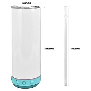Bluetooth Speaker Cup, 20oz Bluetooth Music Cup Portable Detachable Stainless Steel Sublimation Music Insulated Bottle Insulated Mug Vacuum Water Bottle (Blue Bottom)(Blue background)
