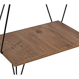 The Urban Port Tup 30-Inch Modern Rectangular 3-Tier Etagere Wood Storage Rack, Metal Frame and Legs, Natural Brown