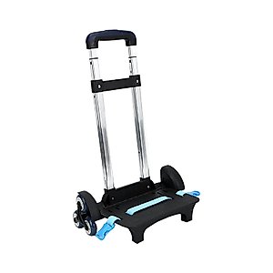Kokiya Backpack Hand Truck Backpack Trolley Compact, Aluminum Alloy, Portable, Wheeled Hand Trolley Wheeled Cart for Travel Office, 6 Wheels Blue