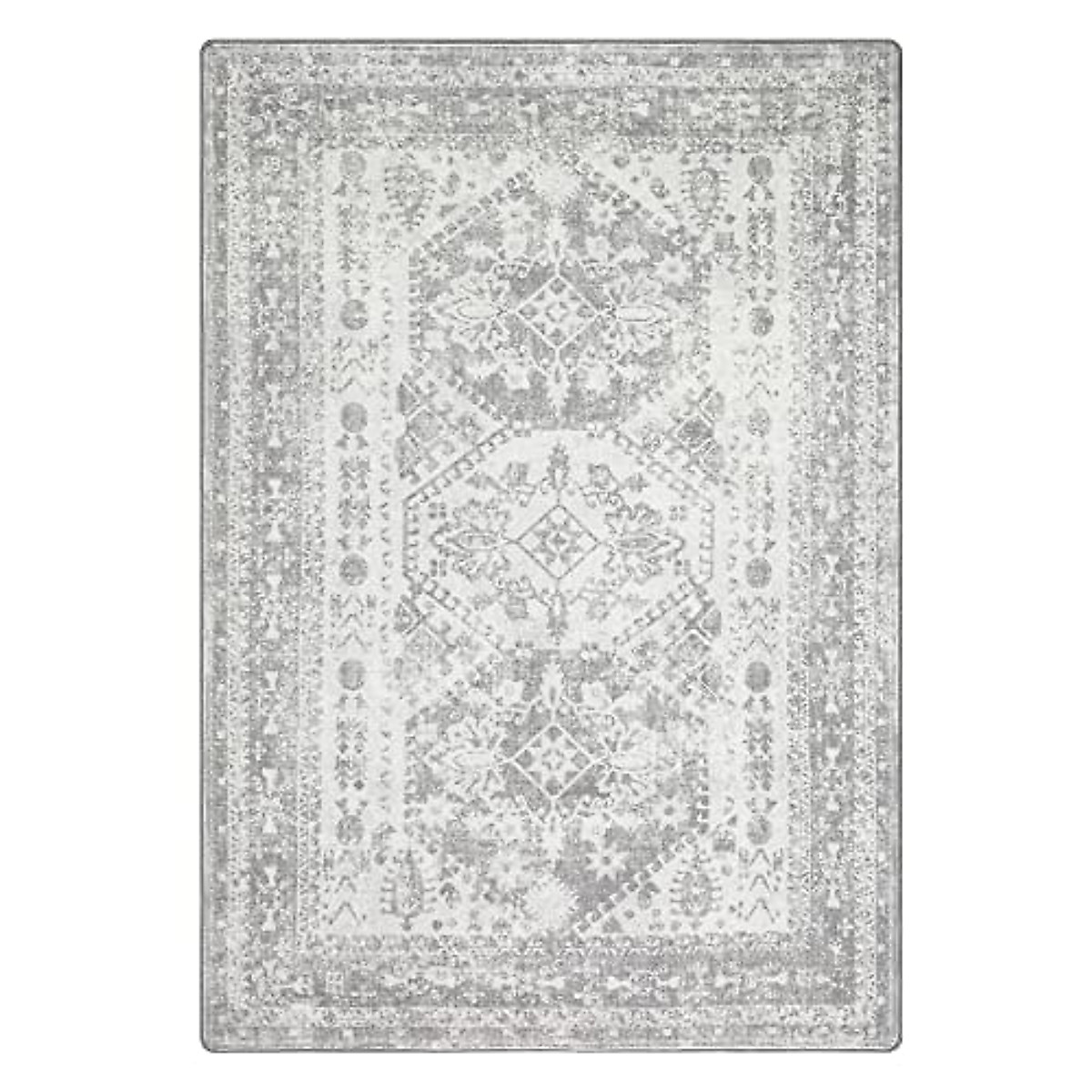 BEIMO Area Rugs for Living Room 8x10 Machine Washable Bedroom Rugs Distressed Vintage Print Gray Large Throw Rug Dining Room Aesthetic, Non Slip Carpet with Gripper