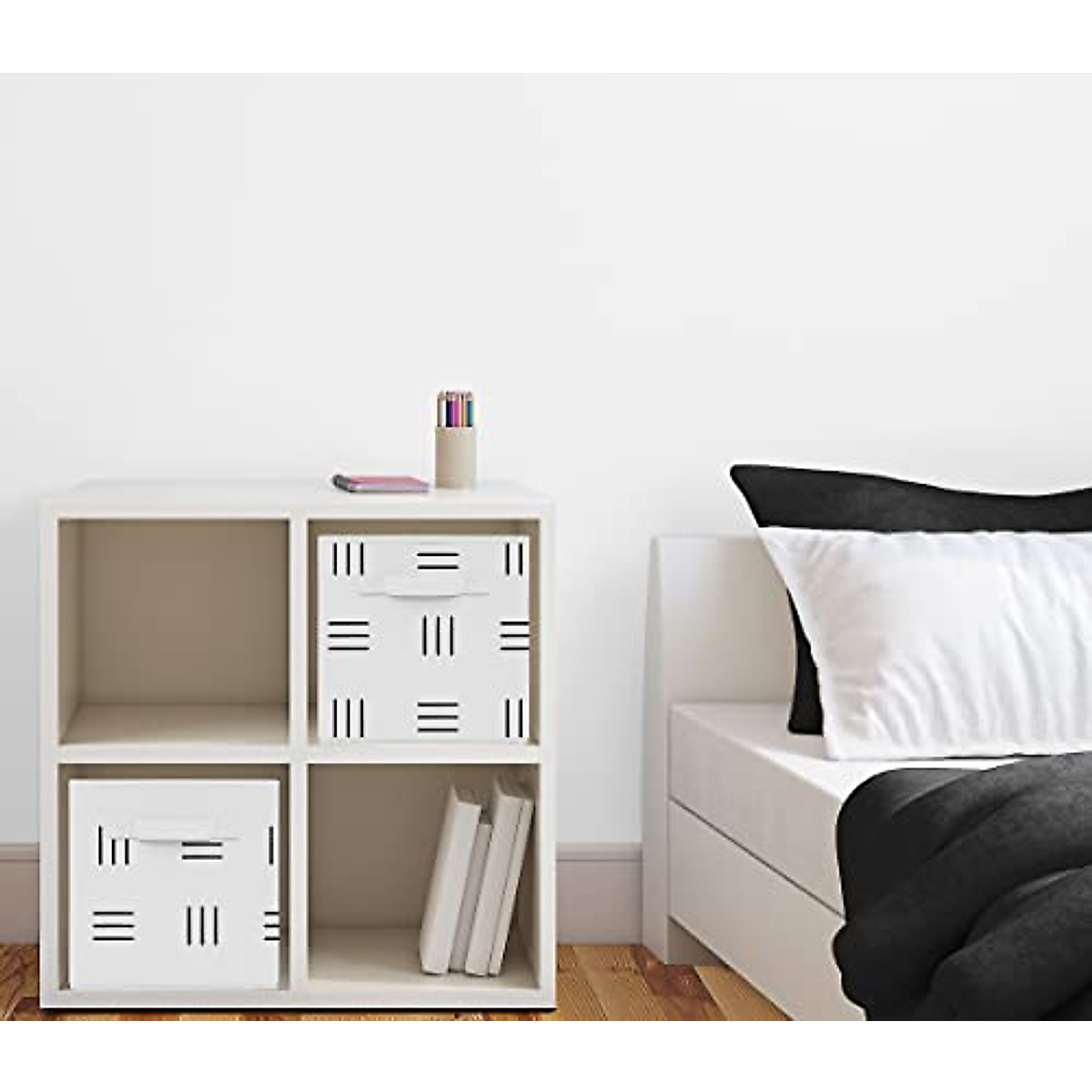 Sweet Jojo Designs White and Black Boho Mudcloth Foldable Fabric Storage Cube Bins Boxes Organizer Toys Kid Baby Set of 2 Black and White Bohemian Woodland Tribal Southwest Mud Cloth Hatch Triple Line