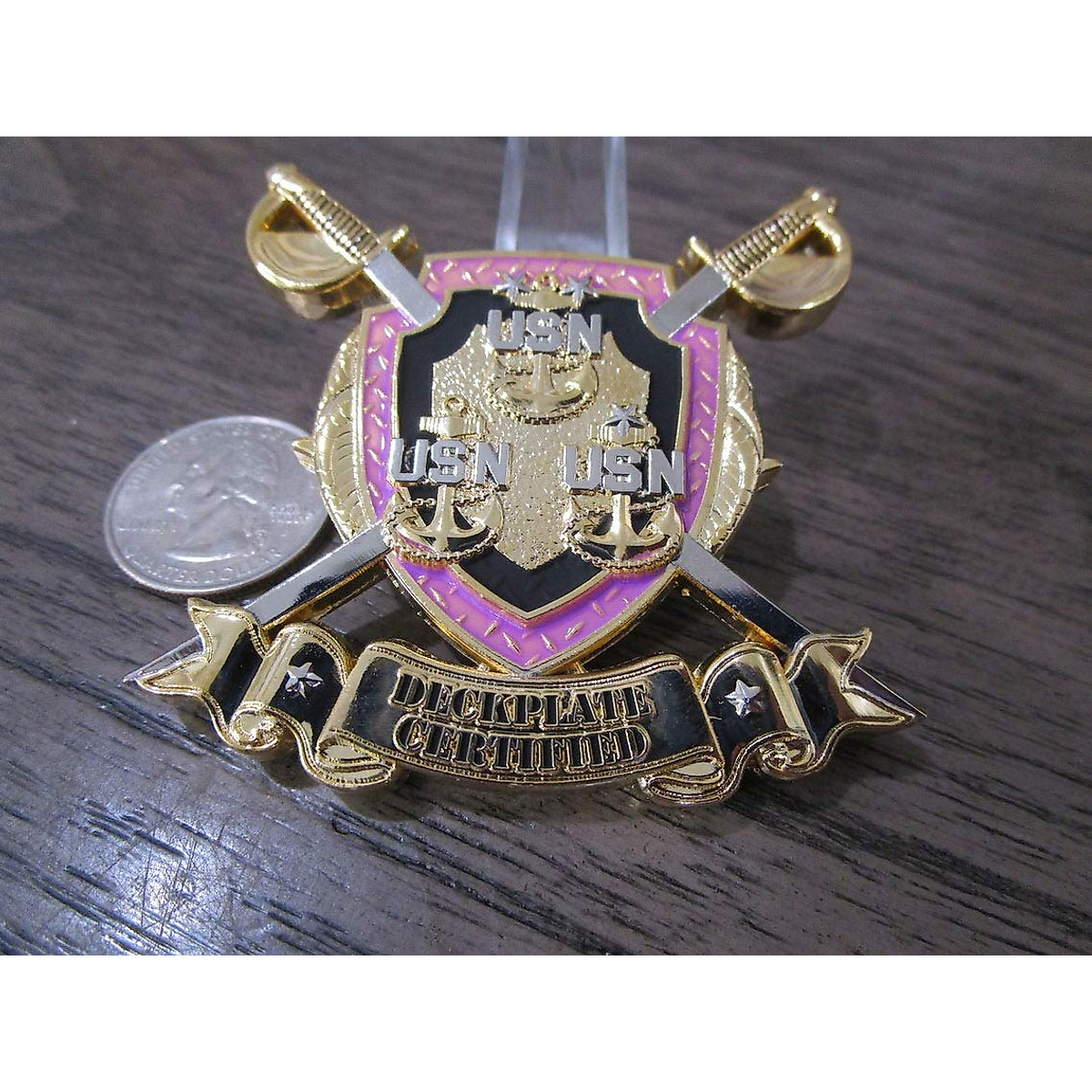 Oneworldtreasures USN Goat Locker Approved Deckplate Certified Female Navy Chief CPO Pink Challenge Coin
