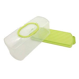 FEOOWV Portable Plastic Rectangular Loaf Bread Box with Transparent Lid, Bread Keeper for Carrying and Storing Loaf Cakes,Banana Bread,Pumpkin Bread,Quick Breads (Green)