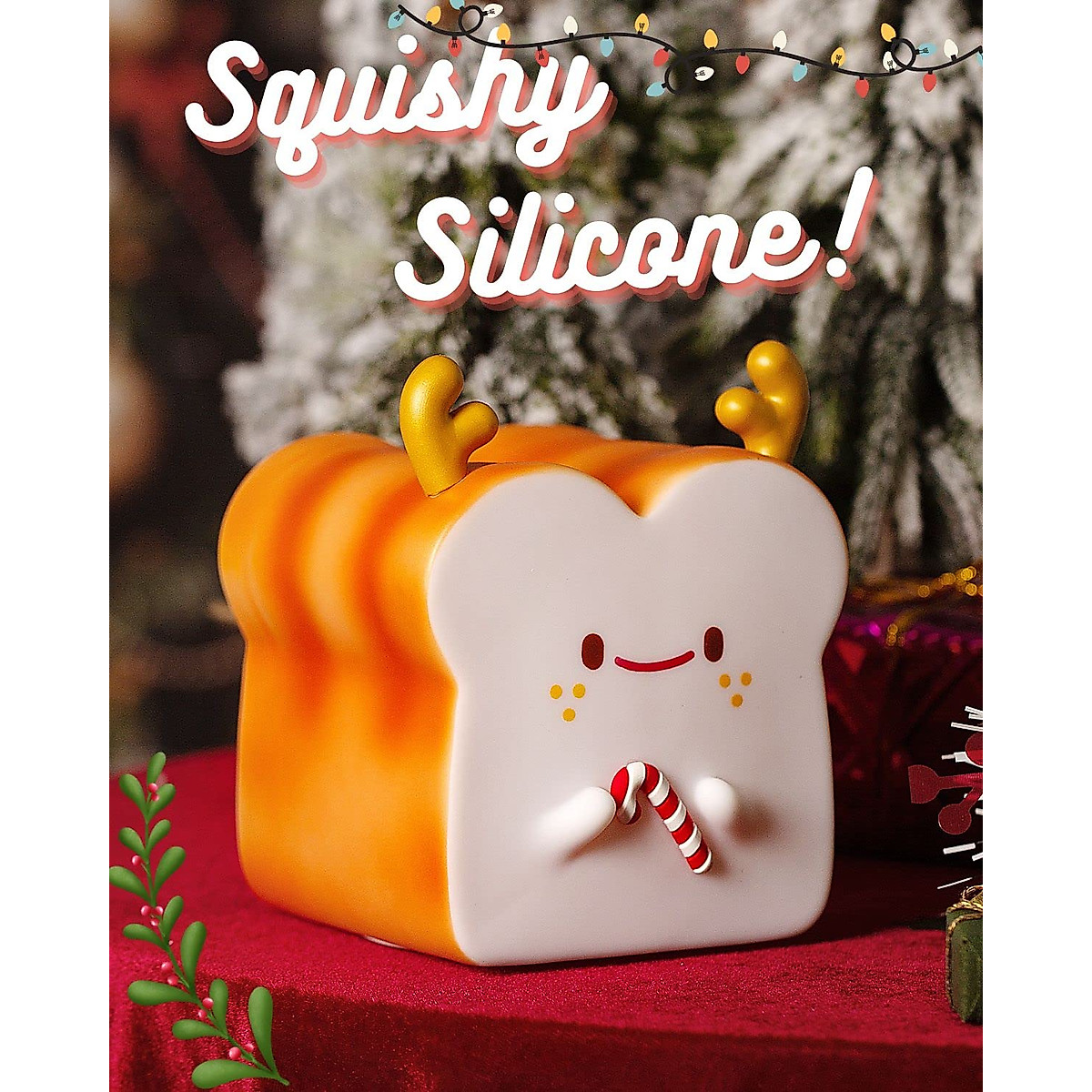 MIVANI Kids Toast USB Rechargeable Night Light, Touch Sensor, 1 Hour Timer, LED Silicone Night Light, Toddler Boy Nursery Nightlight, Cute Teen Girl Gift, Kawaii Room Decor