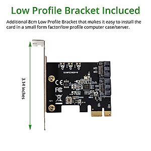 I/O CREST 2 Port SATA III Pci-E 3.0 X1 Controller Card (Jmicro Chipset), Add Two SATA 3.0 Devices to Any PCIe Slot