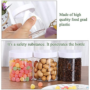 Dabacc 8 OZ Plastic Jars with Lids, Clear Plastic Containers, 32Pcs Clear Plastic Slime Mason Spice Jar Empty Round Container with White Lid & Chalkboard Sticker for Kitchen Dry Food Spices Jelly