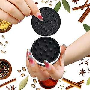 2PCS Grinder, 2.2 Inch Spice Grinder, Stronger Grip, Cookie Shape Design Grinder (White & Black)