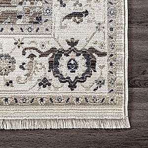 nuLOOM Oliveira Floral Medallion Fringe Area Rug, 9' x 12', Beige