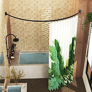 PrettyHome Adjustable Arched Curved Shower Curtain Rod Rustproof Expandable Aluminum Metal Shower Rod 38-72 Inches Telescoping Design Exquisite Customizable for Bathroom,Need To Drill,Black