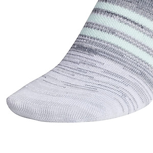 adidas Women's Superlite No Show Socks (6-Pair), Grey/Halo Mint Green/Pulse Yellow, Medium