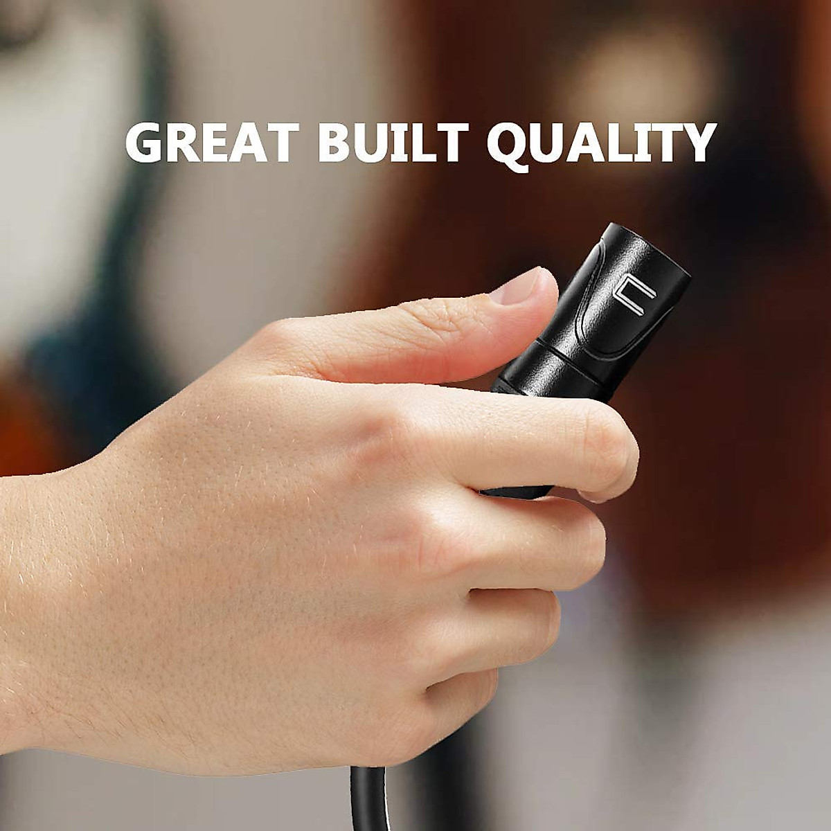 Balanced XLR Cable Male to Female - 0.5 Feet (6 inches) Black - Pro 3-Pin Microphone Cable Connector for Powered Speakers, Audio Interface or Mixer for Live Performance & Recording