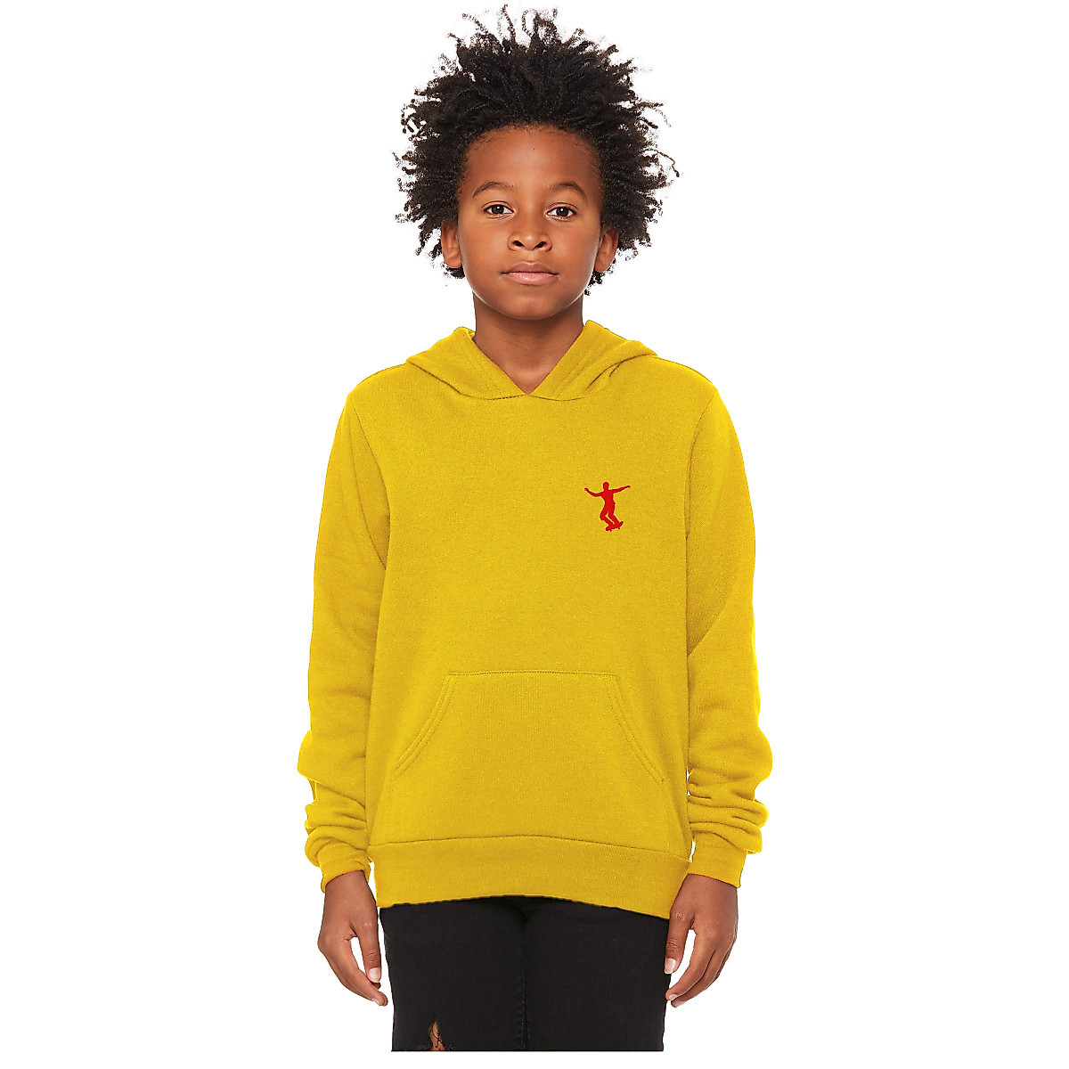 Daxton Youth Unisex Skateboarder Design Hoodie Mid-weight Fleece Sweatshirt,Gold,L