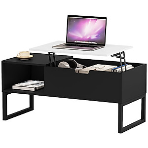 Koifuxii Lift Top Coffee Table - White Coffee Table with Lifting Top and Hide Compartment Storage - Lifted Coffee Table Rectangle - Wood Coffee Tables for Living Room