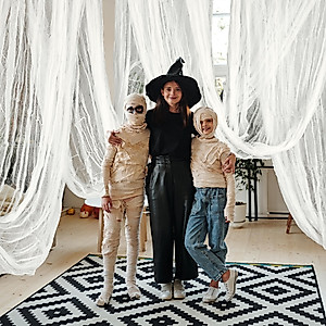 600" x 85" Halloween Creepy Cloth - Black Halloween Spooky Fabric Cloth - Large Creepy Spooky Halloween Decorations for Haunted House Window Backdrops Garden Halloween Party Yard Wall Doorway