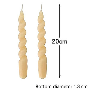 Spiral Taper Dinner Candles - Conical Stick Candles, H 7.5inch, Unscented, Aesthetic Candle, 3/4 Taper Candles, Long Votive Candles,Christmas Giftt,Chime Candles(Yellow)