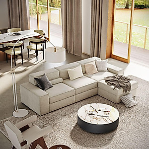 POVISON 115.75" Oversized Modern Modular Sectional Sofa for Living Room Large Sectional Couches Velvet L Shaped Deep Seat Sofa Set 3 Seat with Reversible Ottoman Big Comfy Cloud Couch for House Office