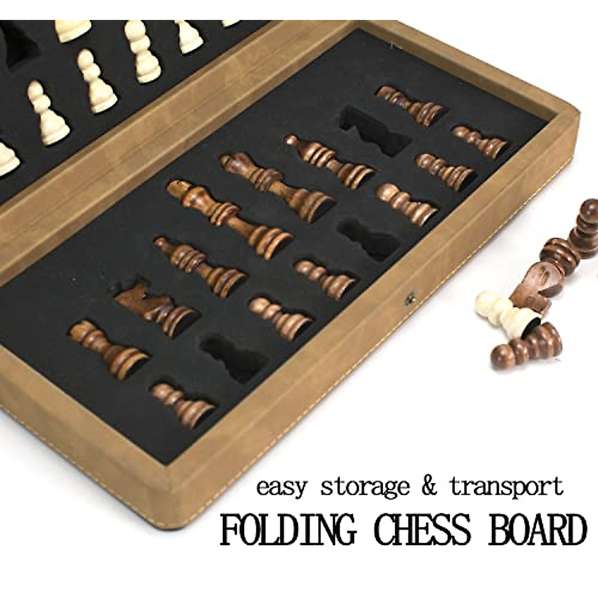 Chess Set for Adults & Kids -Leather Chess Board Magnetic Chess Pieces Unique Design Chess Game Gift Choice for Kids and Adults 2 players